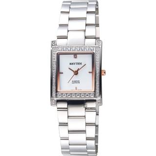 【RHYTHM 麗聲】古典方型晶鑽女錶-銀/23mm 送禮 禮物 推薦(L1204S03)-momo購物網 - 好評推薦 - 2025年12月
