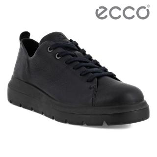 【ecco】NOUVELLE 時尚厚底皮革休閒鞋 女鞋(黑色 21620301001)-momo購物網