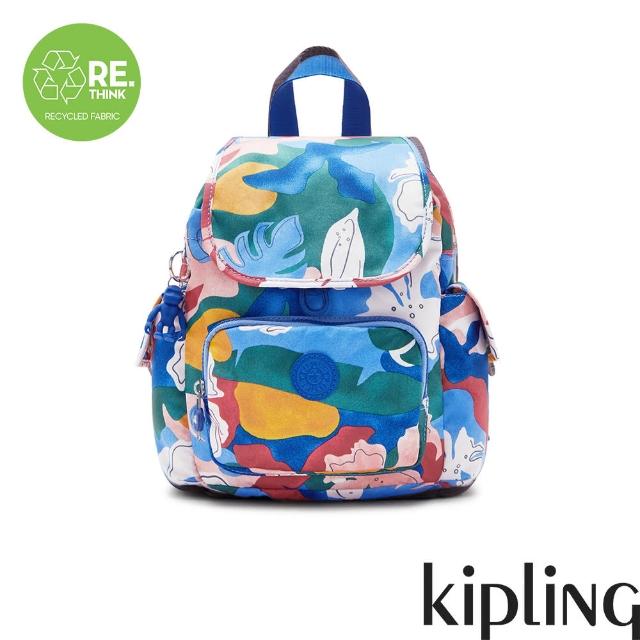 【KIPLING】田園手繪印花拉鍊掀蓋後背包-CITY PACK MINI - momo購物網