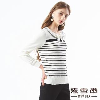 【MYVEGA 麥雪爾】領口荷葉花邊緹花針織衫-白-momo購物網 - 好評推薦 - 2023年8月