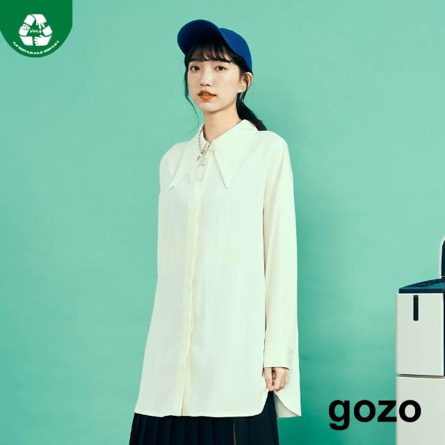 【gozo】minus g-限量系列 大尖領滑料落肩襯衫(三色) - momo購物網 - 好評推薦 -2023年3月