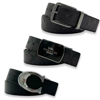 【COACH】寬版男士皮帶 腰帶 經典荖花大C LOGO 男生皮帶(Coach 91286 91283 91305 F55157)-momo購物網