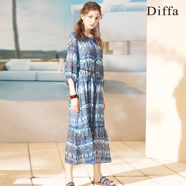 【Diffa】水波紋薄雪紡長洋裝-女 - momo購物網 - 好評推薦 -2023年8月