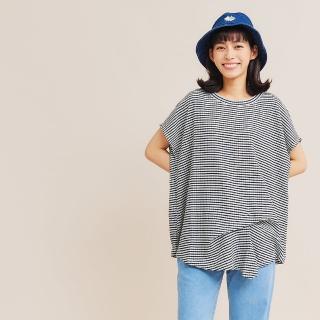 【Dailo】涼感格紋寬版打摺-女短袖上衣 格紋 藍 黑 米(三色/魅力商品/版型適中)-momo購物網