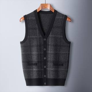 【米蘭精品】現貨+預購 100%羊毛背心羊毛衫上衣(V領拼色格紋針織防寒保暖男背心外套3色74do10)-momo購物網 - 好評推薦 ...