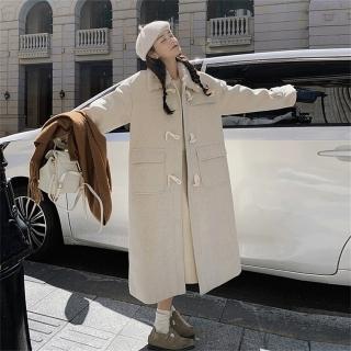 【巴黎精品】現貨+預購 毛呢外套長款大衣(兔毛毛領牛角扣寬鬆女外套p1at24)-momo購物網 - 好評推薦 - 2025年10月