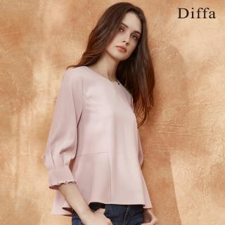 【Diffa】圓領打褶袖上衣-女-momo購物網 - 好評推薦 - 2023年11月