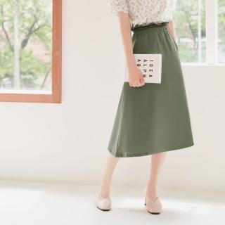 【OB 嚴選】S小腰精車皺花邊高腰A字中長裙 《CA2593》-momo購物網