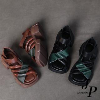 【JP Queen New York】抓皺一字露趾真牛皮厚底涼鞋(3色可選)-momo購物網 - 好評推薦 - 2025年10月