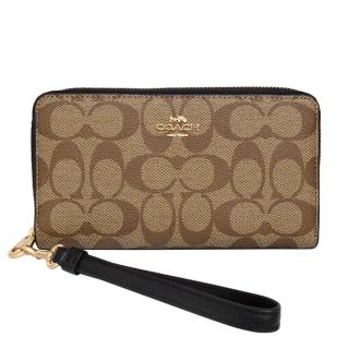 【COACH】PVC Logo手掛拉鍊長夾(卡其黑邊)-momo購物網 - 好評推薦 - 2025年5月