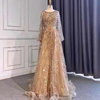 【女神婚紗禮服】高端輕奢泡泡袖墜地裙擺宴會晚禮服 LA71049A 棕色(晚宴服 派對)-momo購物網 - 好評推薦 - 2025年6月