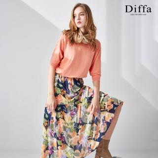 【Diffa】桔花抽皺寬襬長裙-女-momo購物網 - 好評推薦 - 2024年12月
