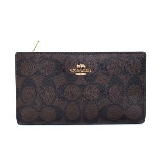 【COACH】PVC Logo真皮邊釦式雙邊對開長夾(黑咖黑邊)-momo購物網 - 好評推薦 - 2024年10月