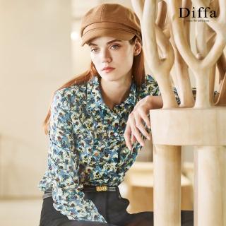 【Diffa】歐風時尚藍花襯衫領上衣-女-momo購物網 - 好評推薦 - 2024年11月