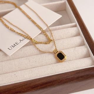 【UME.Acce】黑方塊雙層鈦鋼項鍊(鈦鋼 項鍊 鈦鋼項鍊 黑方塊 雙層項鍊 不退色項鍊 鍍18K金-momo購物網 - 好評推薦 - 2025年9月