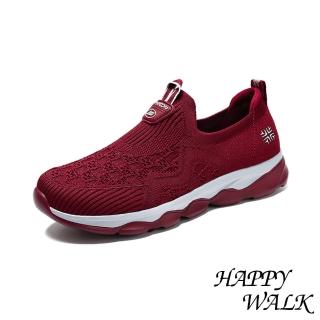 【HAPPY WALK】透氣休閒鞋 網面休閒鞋/立體飛織織花彈力透氣網面健步休閒鞋(酒紅)-momo購物網 - 好評推薦 - 2025年2月