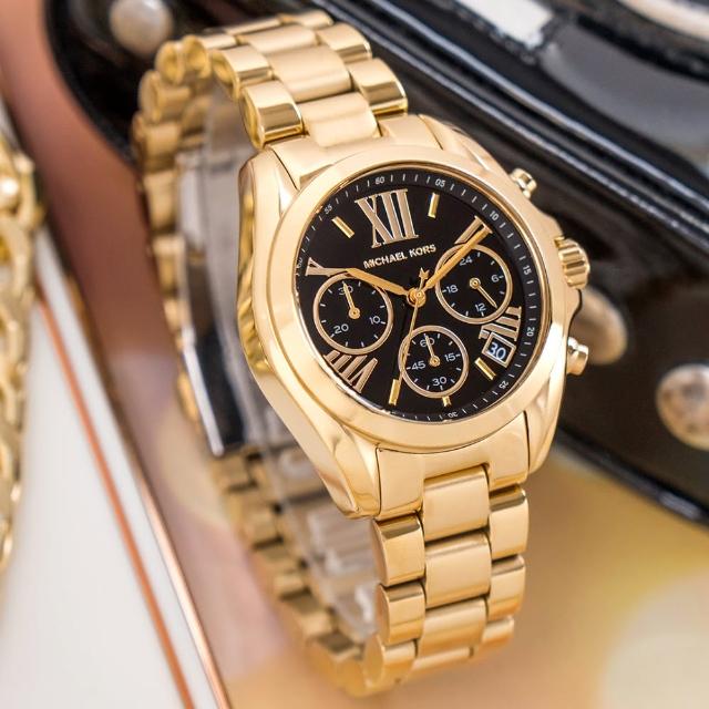 【Michael Kors】公司貨 Bradshaw 低調奢華三眼計時不鏽鋼腕錶/香檳金x黑面(MK6959) - momo購物網 - 好評 ...