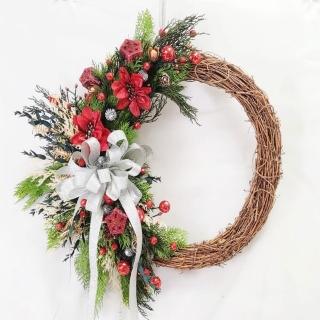 【The Flower 嬪嬪花藝坊】松柏藤圈耶誕花圈(耶誕必備裝飾/手工乾燥花花禮/全台宅配)-momo購物網 - 好評推薦 - 2024年12月