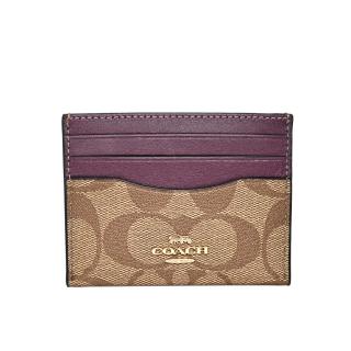 【COACH】PVC Logo一片式證件票卡夾(卡其紫邊)-momo購物網 - 好評推薦 - 2025年9月