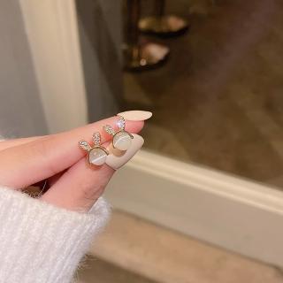 【Umi】S925純銀針貓眼石微鑲鑽兔子耳朵小眾輕奢復古耳環時尚百搭耳環4502(淡金色)-momo購物網 - 好評推薦 - 2025年10月