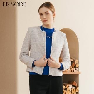 【EPISODE】氣質修身花呢拉鏈圓領小香風外套E30450-momo購物網