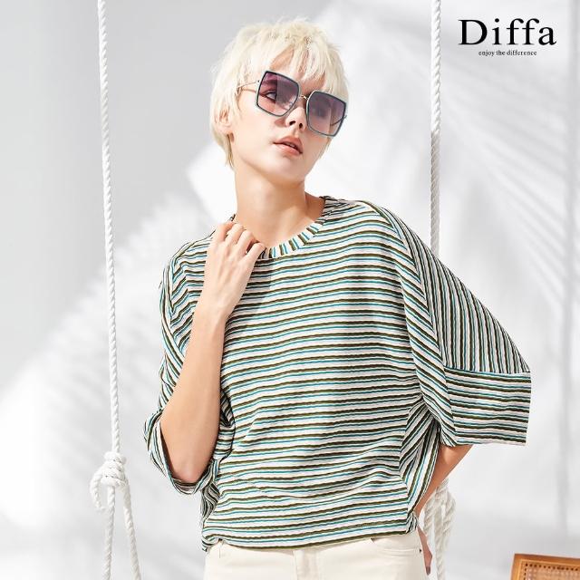 Diffa 美型剪裁綠條連袖針織衫-女 - Goodfind找推薦、比價格