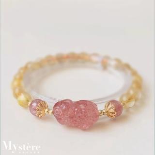 【my stere 我的時尚秘境】新款現貨--招財旺人氣草莓晶貔貅金髮晶手鍊(金髮晶 草莓晶 迎-momo購物網 - 好評推薦 - 2025年9月