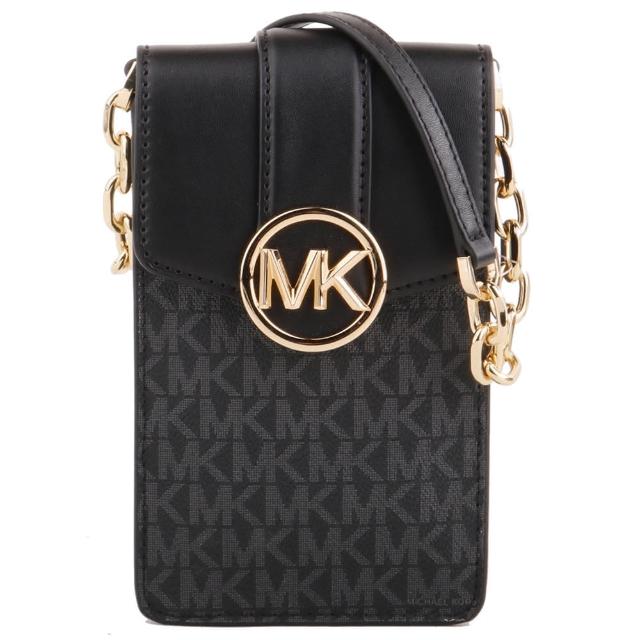 【Michael Kors】金圓MK 拼接皮革鍊帶斜背手機包(黑灰) - momo購物網 - 好評推薦 -2024年3月