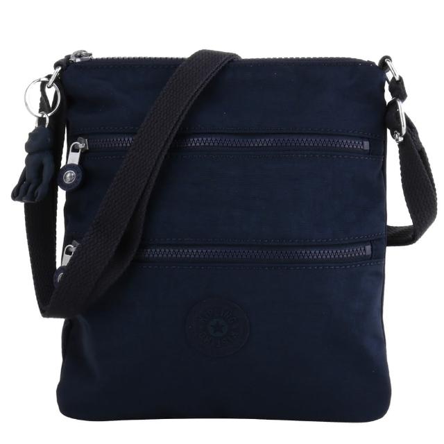 【KIPLING】小藍猴吊飾尼龍拉鍊斜背扁包(深藍) - momo購物網 - 好評推薦 -2024年3月
