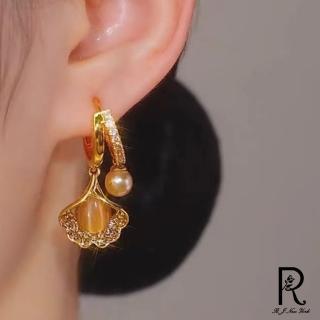 【RJ New York】優雅銀杏珠閃耀鋯石耳環(金色)-momo購物網 - 好評推薦 - 2025年12月