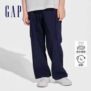 【GAP】女童裝 Logo抽繩鬆緊工裝褲-海軍藍(890289)-momo購物網