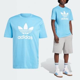 【adidas 愛迪達】短袖 Adicolor Trefoil Tee 男款 藍 白 純棉 三葉草 棉T 短T 愛迪達(IR7980 ...