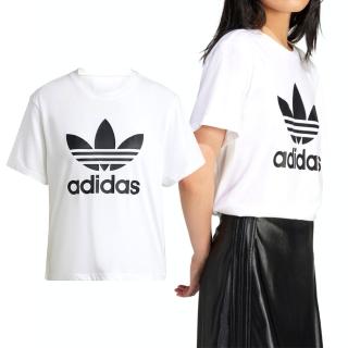 【adidas 愛迪達】TRFL Tee Boxy 女款 白色 上衣 T恤 經典 三葉草 休閒 寬鬆 棉質 短袖 IN8441-momo購物網 ...