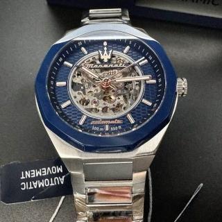 【MASERATI 瑪莎拉蒂】瑪莎拉蒂男錶型號R8823142004(寶藍色雙面機械鏤空錶面寶藍錶殼銀色精鋼錶帶款)-momo購物網 - 好評 ...