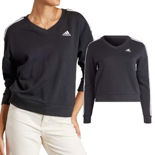 【adidas 愛迪達】W 3S FT VN SWT 女款 黑白色 休閒 穿搭 V領 上衣 長袖 IQ4835-momo購物網 - 好評推薦 ...