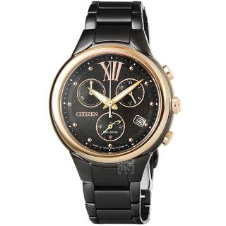 【CITIZEN】星辰光動能藍寶石三眼計時女錶-玫瑰金框黑面(FB1316-56E)-momo購物網 - 好評推薦 - 2025年12月
