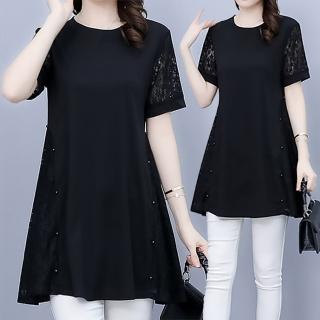 【麗質達人】982黑色蕾絲拼接假二件上衣LY(L-5XL)-momo購物網 - 好評推薦 - 2025年2月