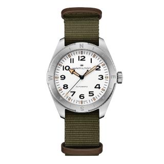 【HAMILTON 漢米爾頓】卡其陸戰遠征 Expedition 腕錶 41mm(自動上鍊 中性 NATO帶 H70315910)-momo購物網