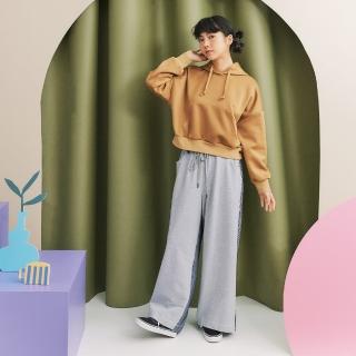 【Dailo】條紋拼接設計長褲(黑 灰)-momo購物網