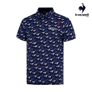 【LE COQ SPORTIF 公雞】高爾夫系列 男款藏青色艾菲爾鐵塔印花吸汗速乾抗UV短袖POLO衫 QGT2J205-momo購物網 ...