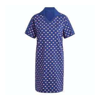 【adidas 愛迪達】Mono S/S Dress 女 洋裝 短袖 休閒 滿版 三葉草 復古 修身 深藍 粉(IY0322)-momo購物網 ...