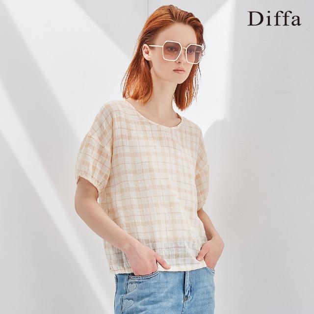 【Diffa】桔白格落肩上衣-女 - momo購物網 - 好評推薦 -2024年6月