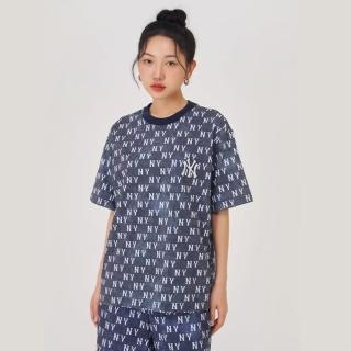 【MLB】仿丹寧短袖T恤 Monogram系列 紐約洋基隊(3ATSM0543-50NYS)-momo購物網