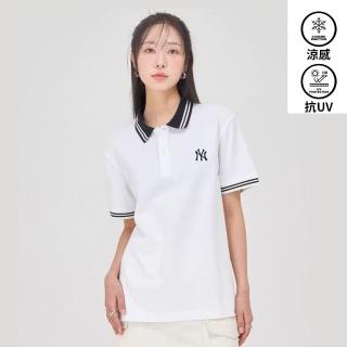 【MLB】抗UV防曬涼感短袖Polo衫 紐約洋基隊(3APQB0243-50IVS)-momo購物網