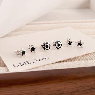 【UME.Acce】黑色滴膠星星純銀耳環(S925純銀 耳環 純銀 全純銀 純銀耳環 星星 星星耳環 海-momo購物網 - 好評推薦 - 2025年9月