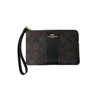 【COACH】PVC Logo真皮漆字萬用手拿包(深咖黑邊)-momo購物網 - 好評推薦 - 2025年10月