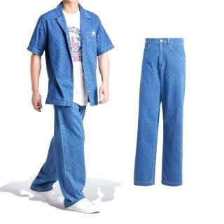 【adidas 愛迪達】Mono Pants 男款 藍色 經典 牛仔 單寧 滿版LOGO 休閒 長褲 IX6720-momo購物網 - 好評 ...