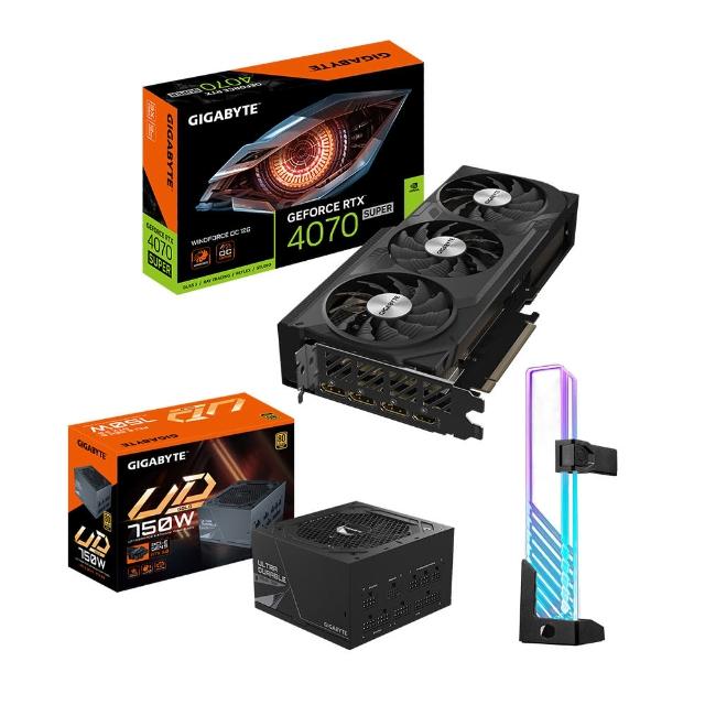 【GIGABYTE 技嘉】RTX 4070 Super WINDFORCE OC 12G+UD750GM PG5+鋼化玻璃支撐架(RTX ...