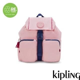 【KIPLING官方旗艦館】（網路獨家款） 粉藍拼接大容量多袋收納後背包-ALDINE-momo購物網