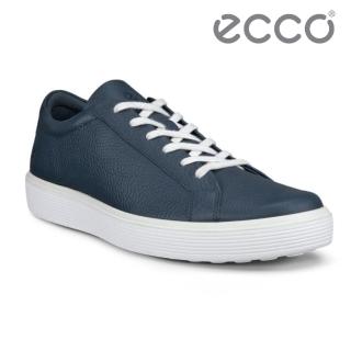 【ecco】SOFT 60 M Lace up LEA 柔酷輕盈經典皮革休閒鞋 男鞋(藍灰色 58240401159)-momo購物網 ...